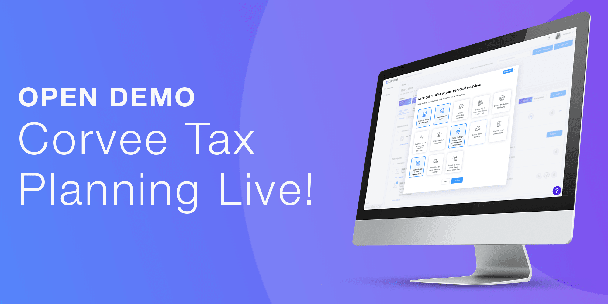 OPEN DEMO | Corvee Tax Planning Live!